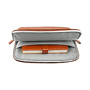 MOSISO Laptop Sleeve Bag Compatible with MacBook Air 13 M2 A2681 M1 A2337 A2179 A1932/Pro 13 inch M2 M1 A2338 A2251 A2289 A2159 A1989 A1706 A1708, PU Leather Padded Bag Waterproof Case, Brown