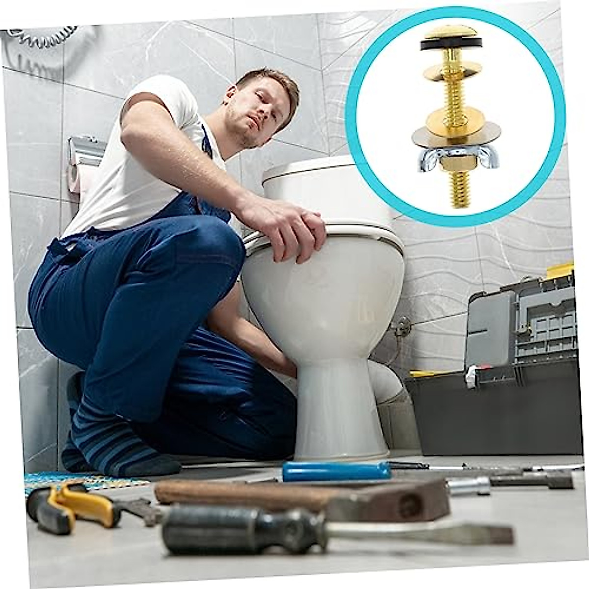 Housoutil 4 Pcs Toilet Tank Bolts Toilet Screws Metal Screws Toilet Bolts Toilet Fixing Bolt Toilet Bolts Metal Toilet Washers Bolts Toilet Cover Bolts Universal Toilet Seat Bolts Nut Golden