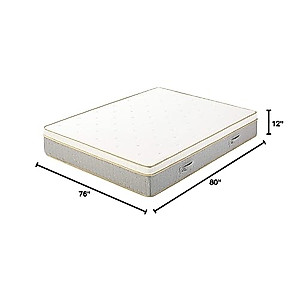 Mellow 12 Inch LAGOM Elite Hybrid Mattress, Made in USA, CertiPUR-US Certified Foams, OEKO-TEX Certified Eco Cover, Green Tea Infused Memory Foam and Pocket Springs, Quilted Comfort Top, King