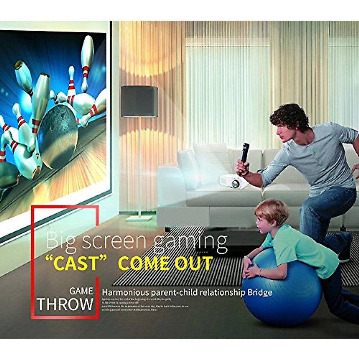 GAOHAILONG Mini Projector Portable Multimedia 1000 Lumens Home Theater Movies Parties 1080P HD and HDMI USB VGA AV ATV Input led, Black