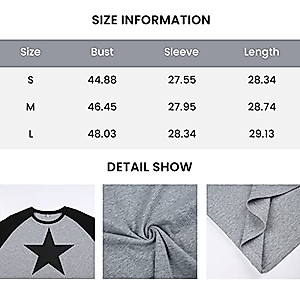 ABYOVRT Women Star Shirt Y2k Tops Vintage Aesthetic Patchwork Long Sleeve Tee Shirts 90s Grunge Clothes (B-Grey, Small)
