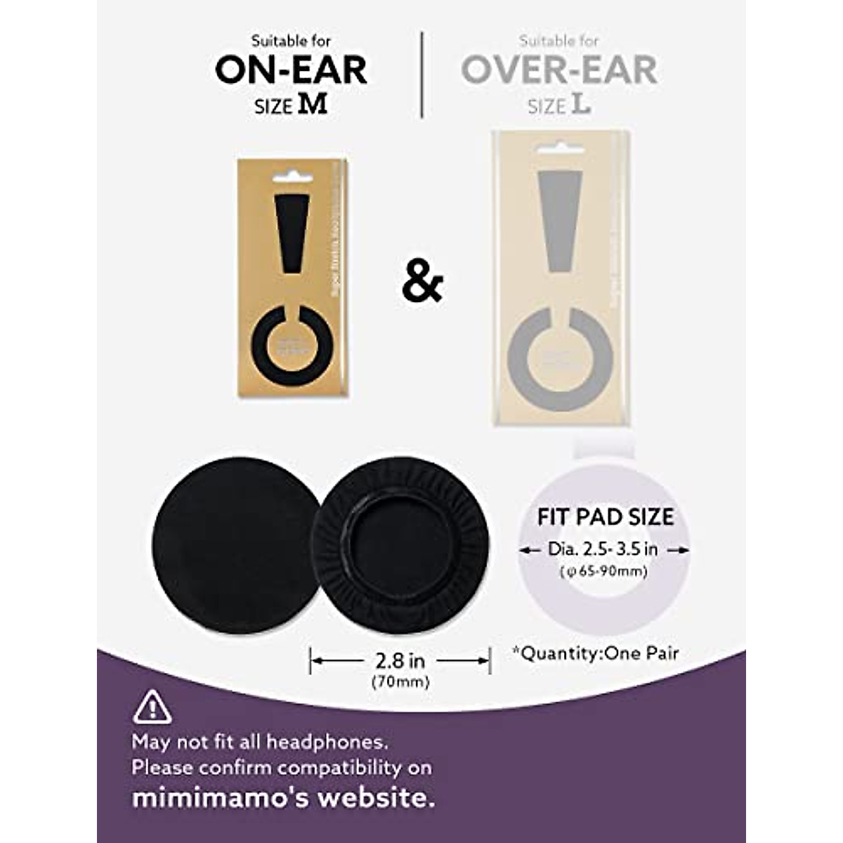 for Earpads Repair & Protection | Mimimamo Super Stretch Headphone Cover M Size (Black) May not fit All Headphones. Please Confirm Compatibility on Mimimamo's Website