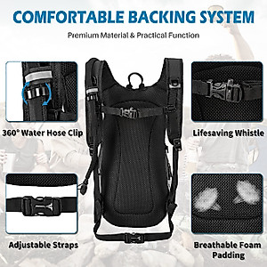 SharkMouth Hydration Backpack, Hiking Hydrated Pack with 2.5L Water Bladder, Multi Pocket Organizer, Lasts Long Day Mountaineering Trips, Travel and Journey