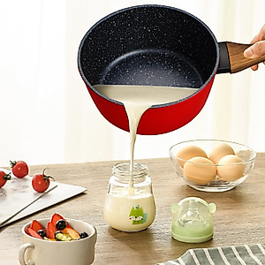 Vermonga Non-Stick Saucepan with Lid, 2QT Small Pot with Granite Coating, Chef's Classic Multipurpose Saucepan for All Stove Tops, PFOA Free Small Handy Saucepan with Emulated Wooden Handle