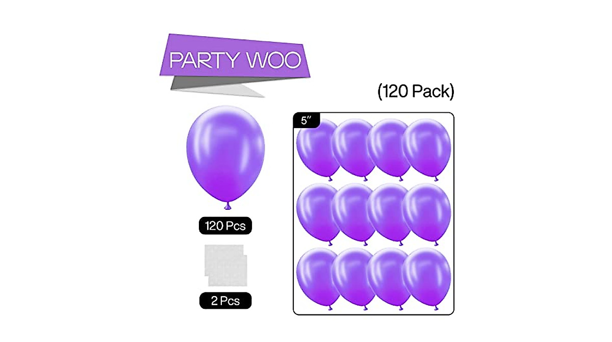 PartyWoo 120 Purple Balloons - Perfect for Any Party