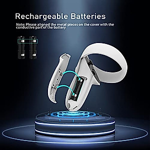 Charging Dock for Oculus Quest 2 Controllers, VR Accessories Charger Station with 2 Rechargeable Batteries, Fast Charging Station Set with Type-C Charging Cable