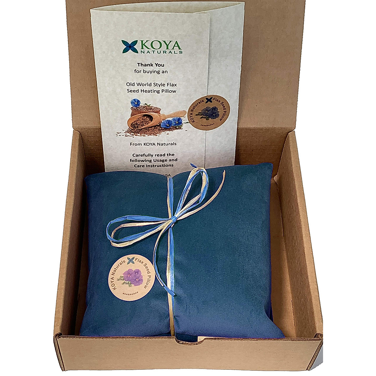 KOYA Naturals Soft Velvet Flax Seed Pillow - Microwave Heating Pad – Microwavable Moist Heat Pack – for Neck, Muscle, Joint, Stomach Pain, Menstrual Cramps – Warm Wrap (Turquoise)