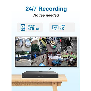 Anpviz 16CH 4K Dome POE IP Security Camera System, 8pcs Wired 8MP Turret Cameras with Human Detection, H.265 16 Channnel NVR with 4TB HDD Pre-Installed, for 24/7 Recording, U Series