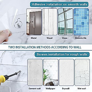 Set of 4, Acrylic Floating Shelf Wall Mount, Self-Adhesive 15" Invisible Clear Kids Book Display Shelves, Kids Bookshelf, Bathroom/Kitchen Wall Ledge Shelf for Decoration and Organizer