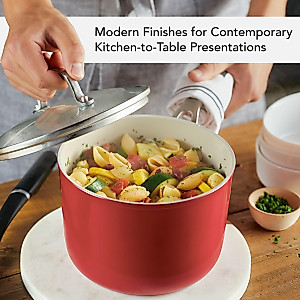 KitchenAid Hard Anodized Ceramic Nonstick Cookware Sauce Pan with Lid, 3 Quart, Empire Red