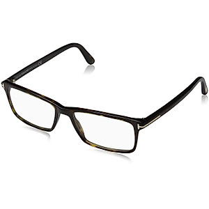 TOM FORD Men's TF 5408 Rectangular Eyeglasses 56mm, Shiny Classic Dark Havana, Shiny Rose Gold "T" Log, 56/16/145