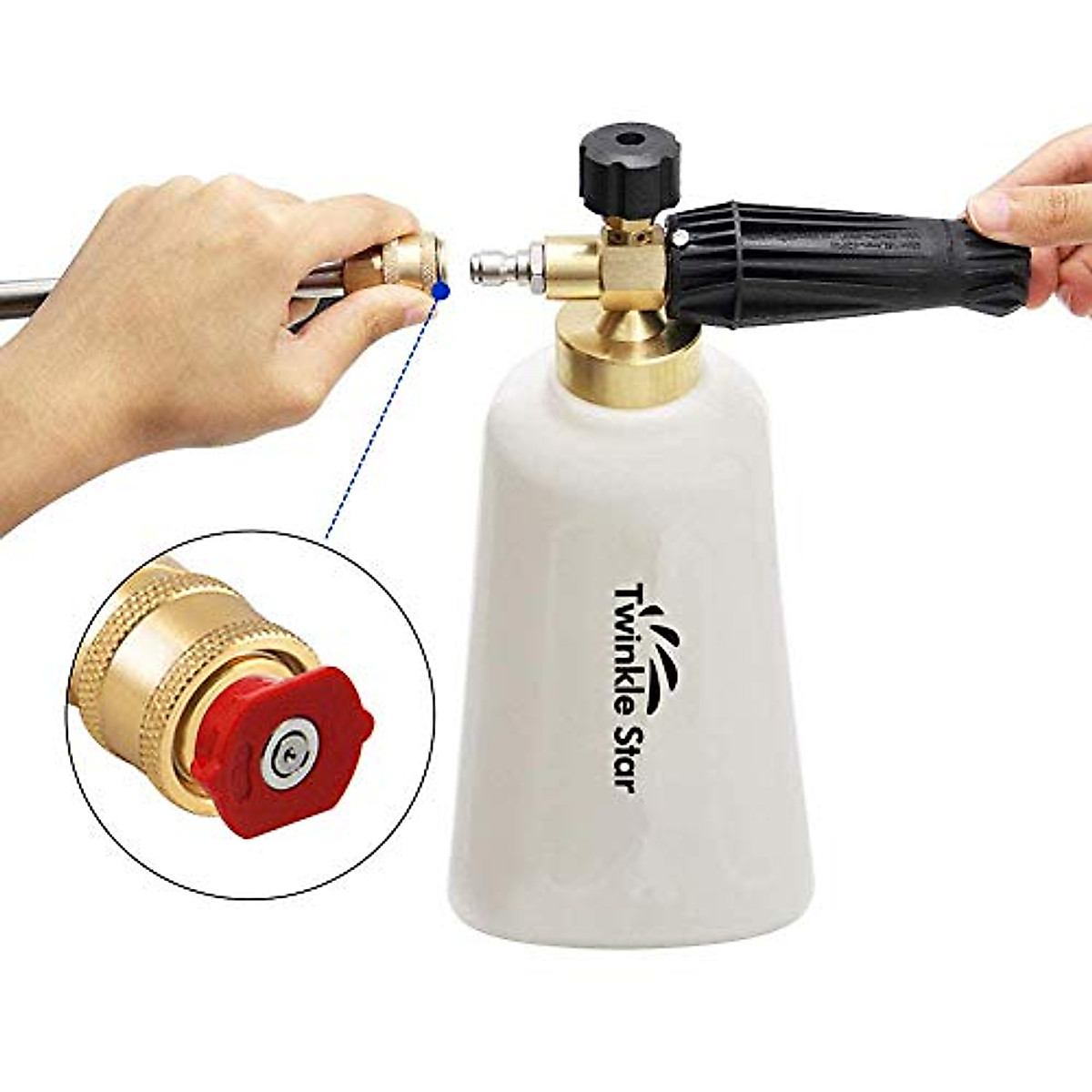 Twinkle Star Foam Cannon Snow Foam Lance with 1/4" Quick Connector, 5 Nozzle Tips for Pressure Washer Gun