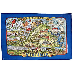 Kay Dee Designs Adventure Destinations Virginia Map Tea Kitchen Towel, 18" x 28", Various