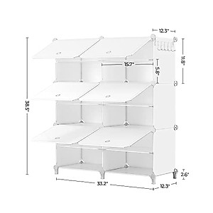 DINMO Shoe Rack, 6 Tier Shoe Storage Cabinet, 24 Pair Plastic Shoe Organizer for Closet Hallway Bedroom Entryway, White