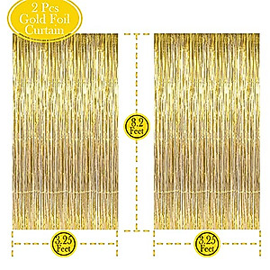 Black and Gold Party Decorations Kit, Gold Foil Fringe Curtain Backdrop, Black and Gold Balloons Set, Graduation Party Decorations 2023, Black and Gold Birthday Party Supplies