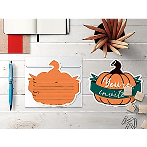 shupai Pumpkin Birthday Invitations(30 Invitation + 30 Envelopes), Pumpkin Birthday Party Supplies, Pumpkin Party, Pumpkin Party Decorations, Kids Birthday Invitations-031