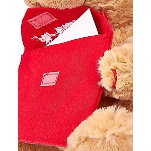 BRUBAKER Teddy Bear with Red Envelope - for You - 9.84 Inches - Cuddly Plush Toy - Stuffed Animal - Brown