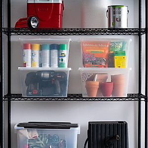 IRIS USA 25 Qt Clear Storage Box, BPA-Free Plastic Stackable Bin with Lid, 4 Pack, Containers to Organize Shoes and Closet Shelves, Classroom Organization Teacher Tools, Game Storage