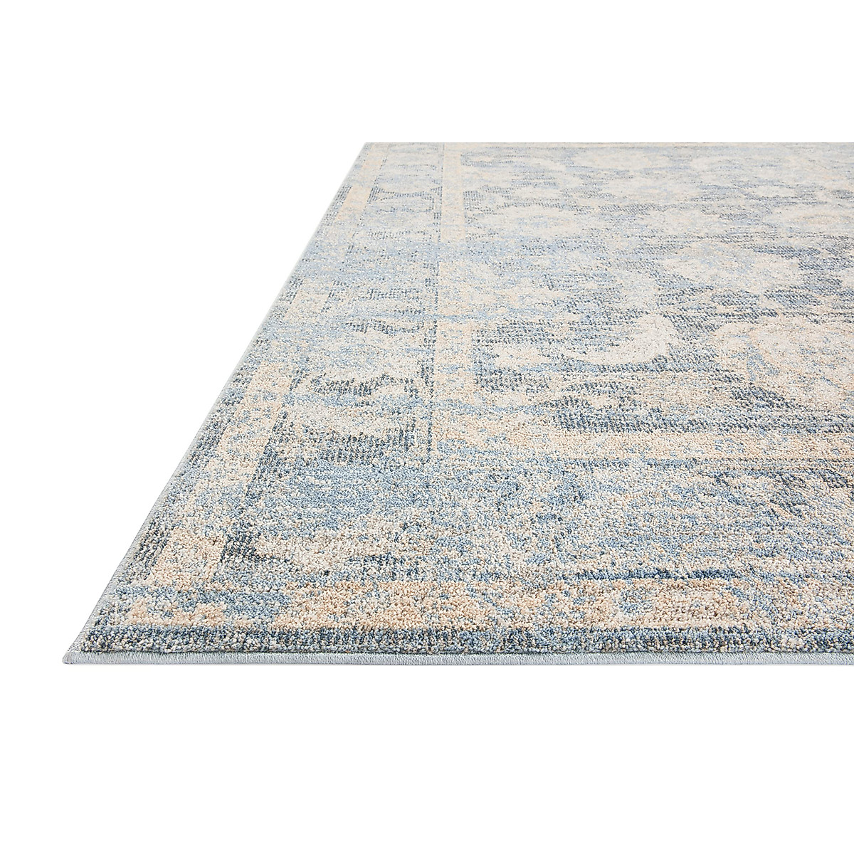 Loloi Odette Collection 5'-3" x 7'-9" Area Rug in Sky/Beige - Designer Long Runner Rug, Neutral Runner Rug for Hallways & Entryways, High-Traffic Area Rug