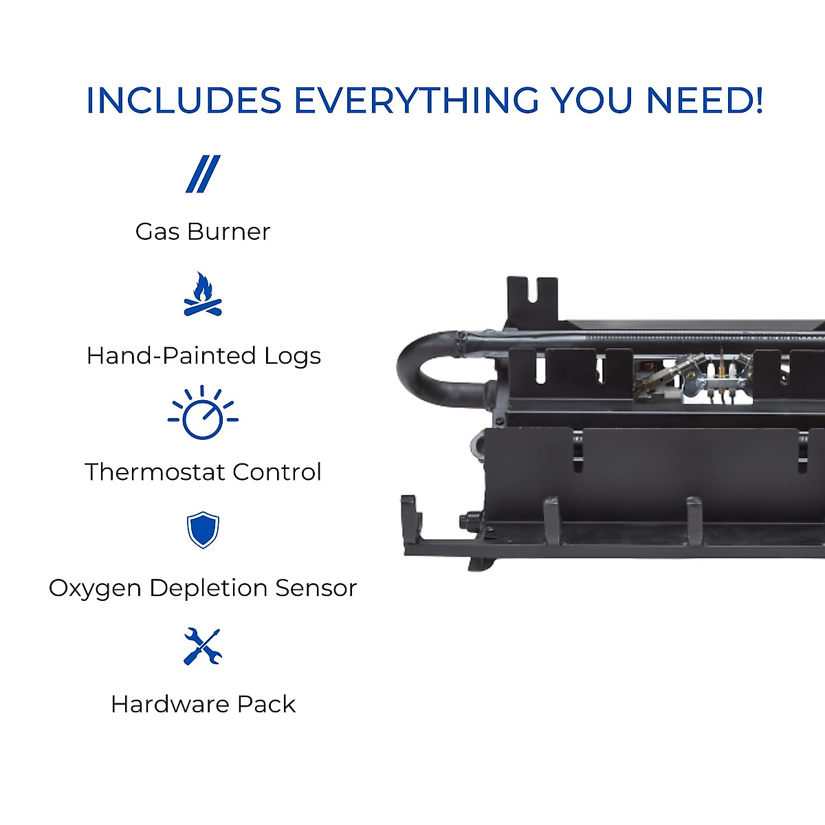 Duluth Forge 22" Ventless Dual Fuel Gas Log Set - 32,000 BTU, Thermostat Control, Natural Gas/Propane, Hand-Painted Winter Oak, Realistic Ceramic Logs, Oxygen Depletion Sensor, 99.9% Efficient