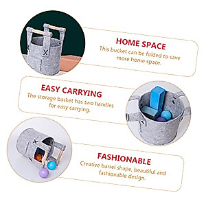 1 PC Laundry Office Cubes Felt Clothing Home Basket Bins Organizer Household Storage for Handles Large Pet Simple Farbric Wooden with Sundries Blankets Desktop Bucket Clothes