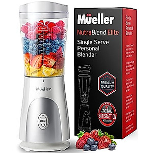 Mueller Ultra Bullet Personal Blender for Shakes and Smoothies with 15 Oz Travel Cup and Lid, Juices, Baby Food, Heavy-Duty Portable Blender & Food Processor, White
