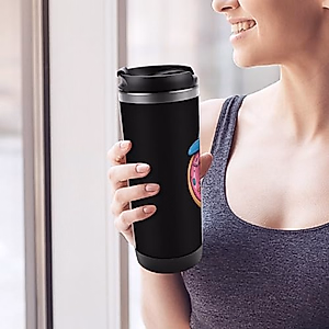 Cute Doughnut Donut Wearing Hat Travel Coffee Mug Reusable Insulated Drinking Cup with Lid for Home Outdoor Works 13 Oz