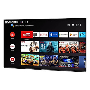 Skyworth 55-Inch OLED Series 4K 120Hz HDR Android Smart Home TV Compatible with Alexa & Google Assistant + Free Wall Mount (No Stands) 55XA8000 (Renewed)