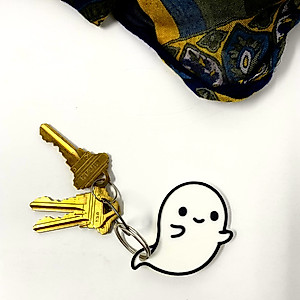Cute Kawaii Ghost Keychain - Perfect for Hanging your keys. Decorate your Backpacks, Lunchboxes, Luggage, & Tote Bags (Ghost)