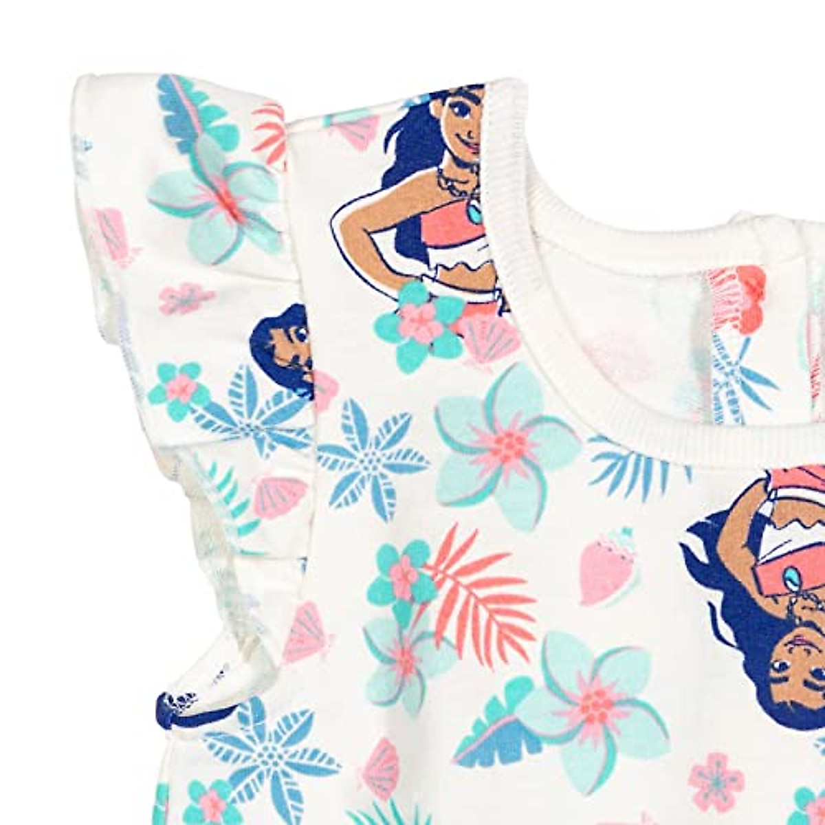 Disney Princess Moana Little Girls French Terry Sleeveless Romper White 6-6X