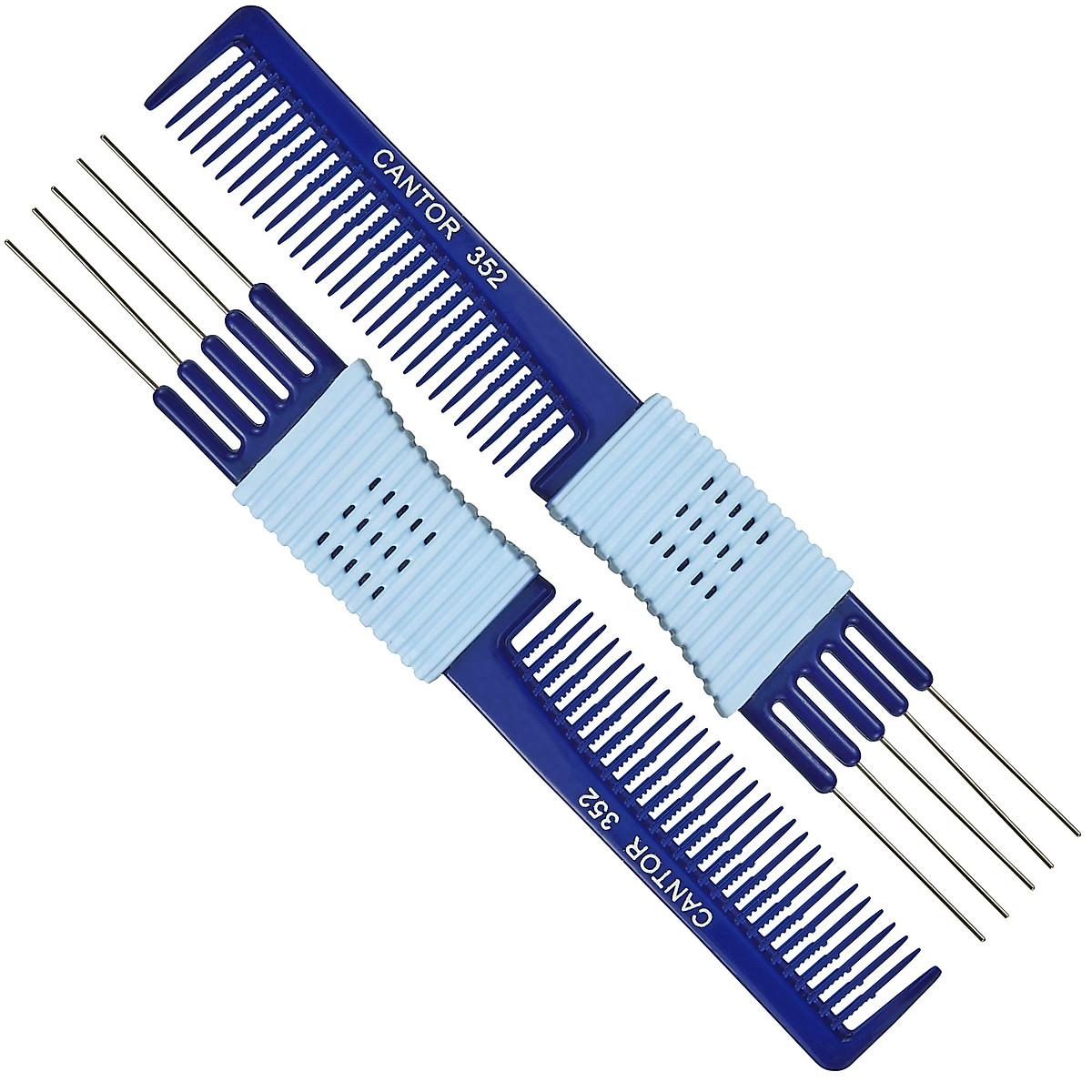 Lift Teasing Comb and Hair Pick – 2 Pack, Five Stainless Still Lifts - Chemical and Heat Resistant Detangler Gripper Comb – Anti Static Comb For All Hair Types – By Cantor