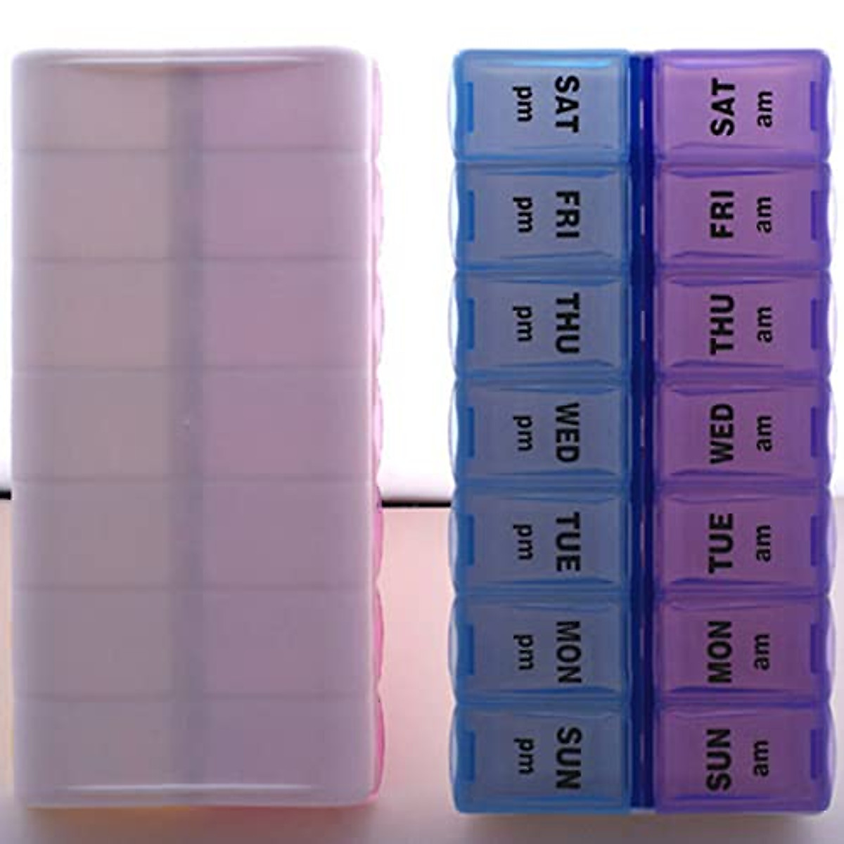 Weekly Pill Case Double Row Combined Daily Pill Box Organizer with Lid 7 Day Pill Organizer Home Supplies Organizers and Storage