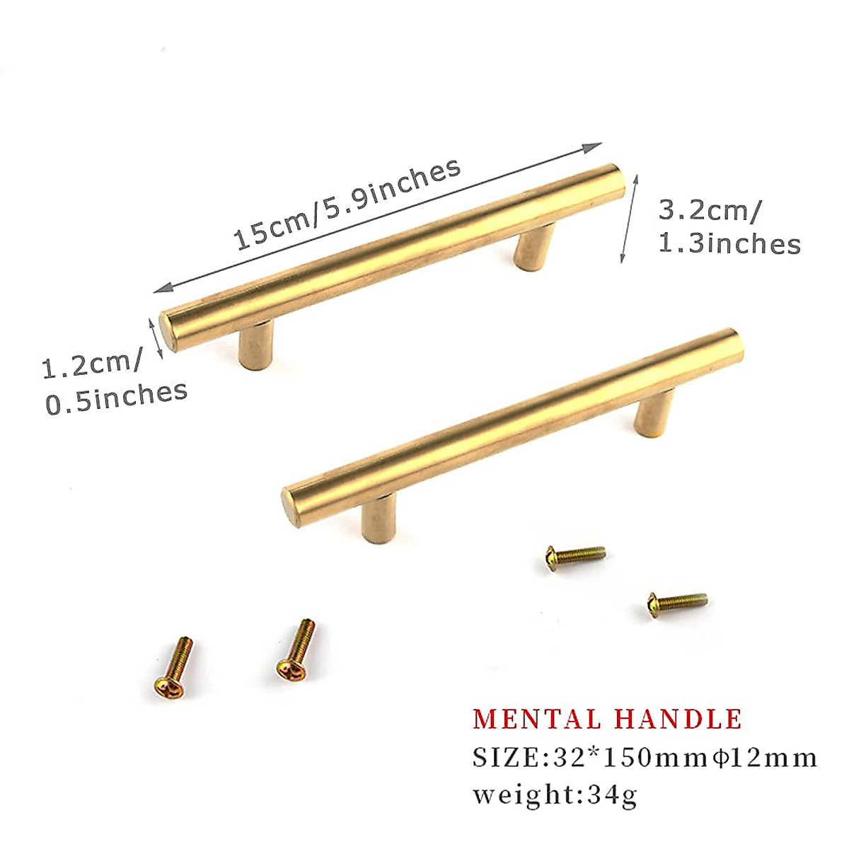 6 Pieces Gold Tray Handles for Resin Tray Molds, Stainless Steel Handles with Screw Sets for Silicone Serving Tray Mold, for Kitchen Cabinet Drawer Pull Handles, 5.9 Inch