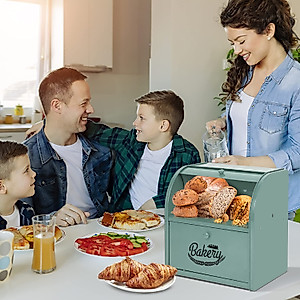 Olebes Bread Box, Metal Bread Box For Kitchen Countertop, Bread Storage Container Holds 2 Loaves Of Bread, High Capacity Breadbox, Bread Holder Suit Farmhouse Kitchen Decor For Counter (Black)