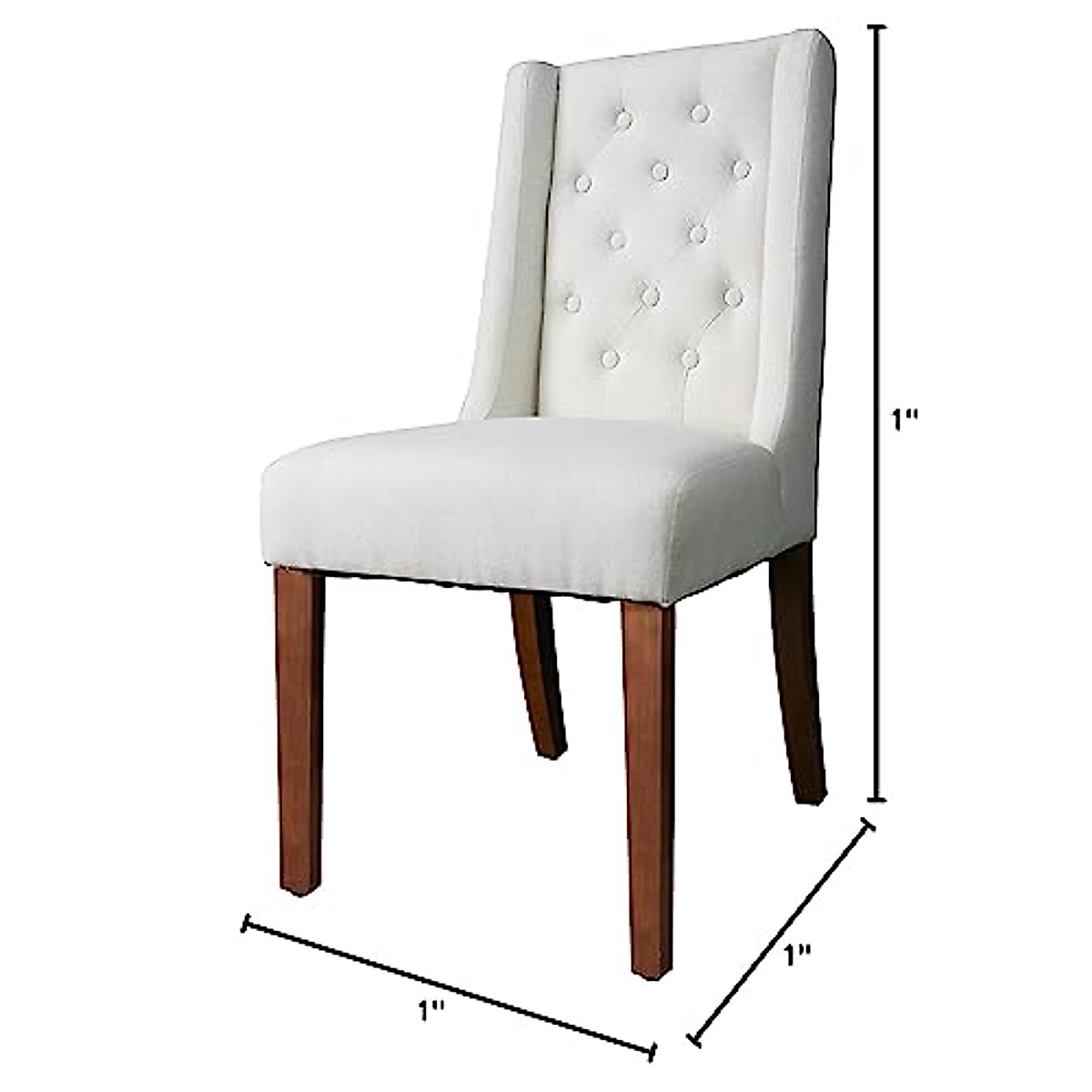 Morhome Upholstered Dining Set of 2 Elegant Tufted Fabric Parsons Chair with Solid Wood Legs, White