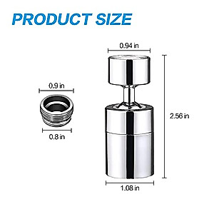 HotMax 360° Swivel Faucet, Dual-mode Faucet Aerator, Kitchen Sink Aerator, Multi-functional Robotic Arm Faucet, Faucet Extension Replacement Part for Kitchen, Bathroom (1pack)