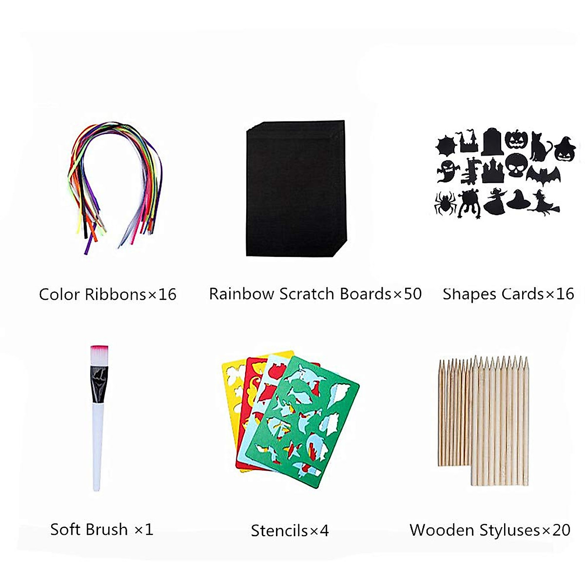 LUREME Scratch Paper Art Set 107 Pcs Rainbow Magic Scratch Off Arts and Crafts Supplies Kits Sheet Party Favor Christmas Easter Craft Birthday Gifts (ME000010-2) Halloween