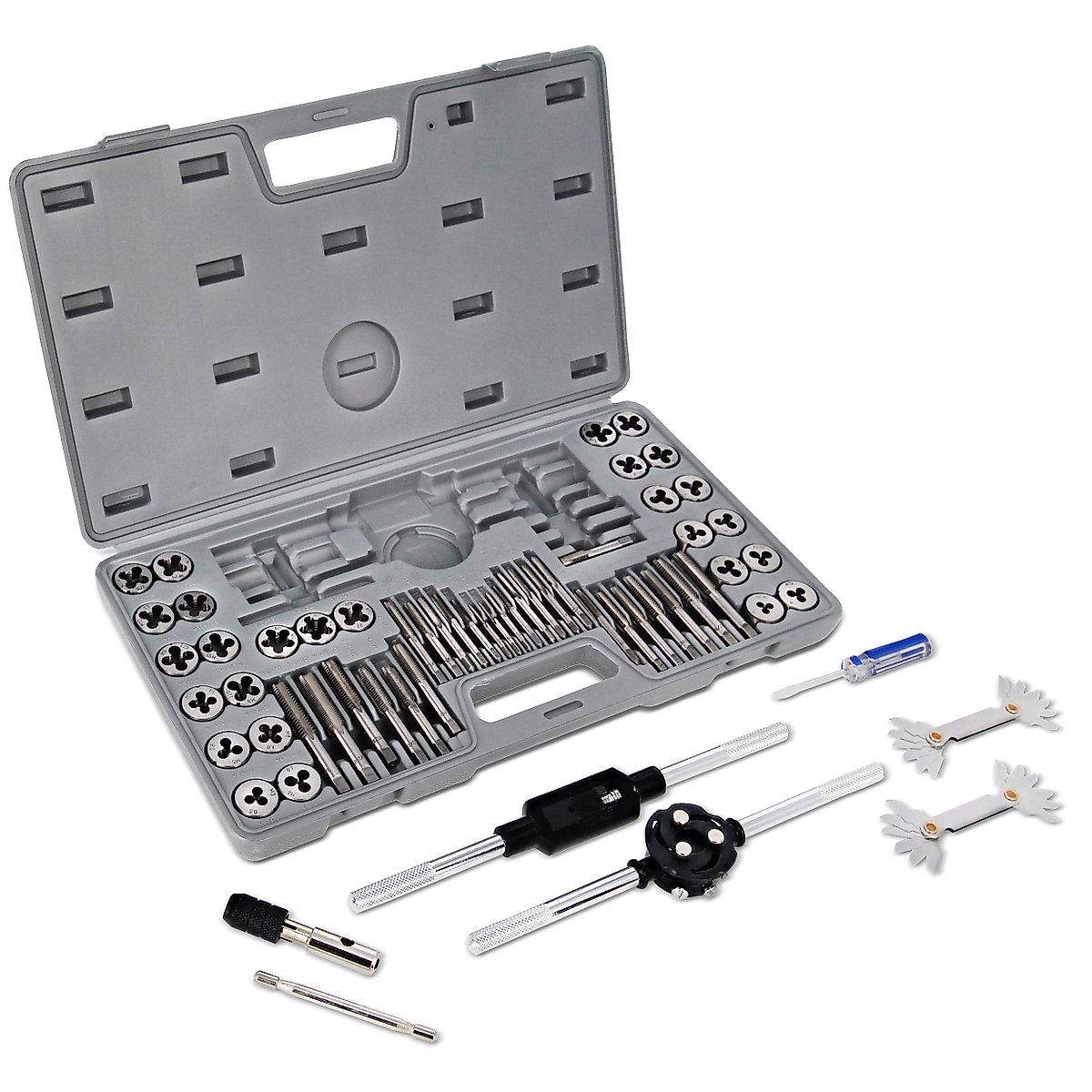 ABN Metric and SAE Standard Tap and Die 60-Piece Rethread Set Rethreading Kit for Cutting External and Internal Threads