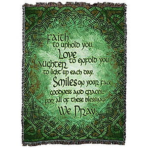 Pure Country Weavers Irish Blessing Blanket - Faith to Uphold You, Love to Enfold You - Celtic Gift Tapestry Throw Woven from Cotton - Made in The USA (72x54)