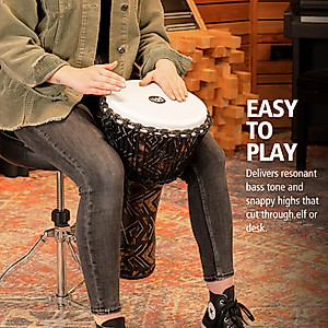 Meinl Percussion Series Travel Djembe Hand Drum Circle Instrument, Synthetic Shell and Head — NOT Made in China — African Mali Weave Rope Tuning, 2-Year Warranty (PADJ6-M-F)