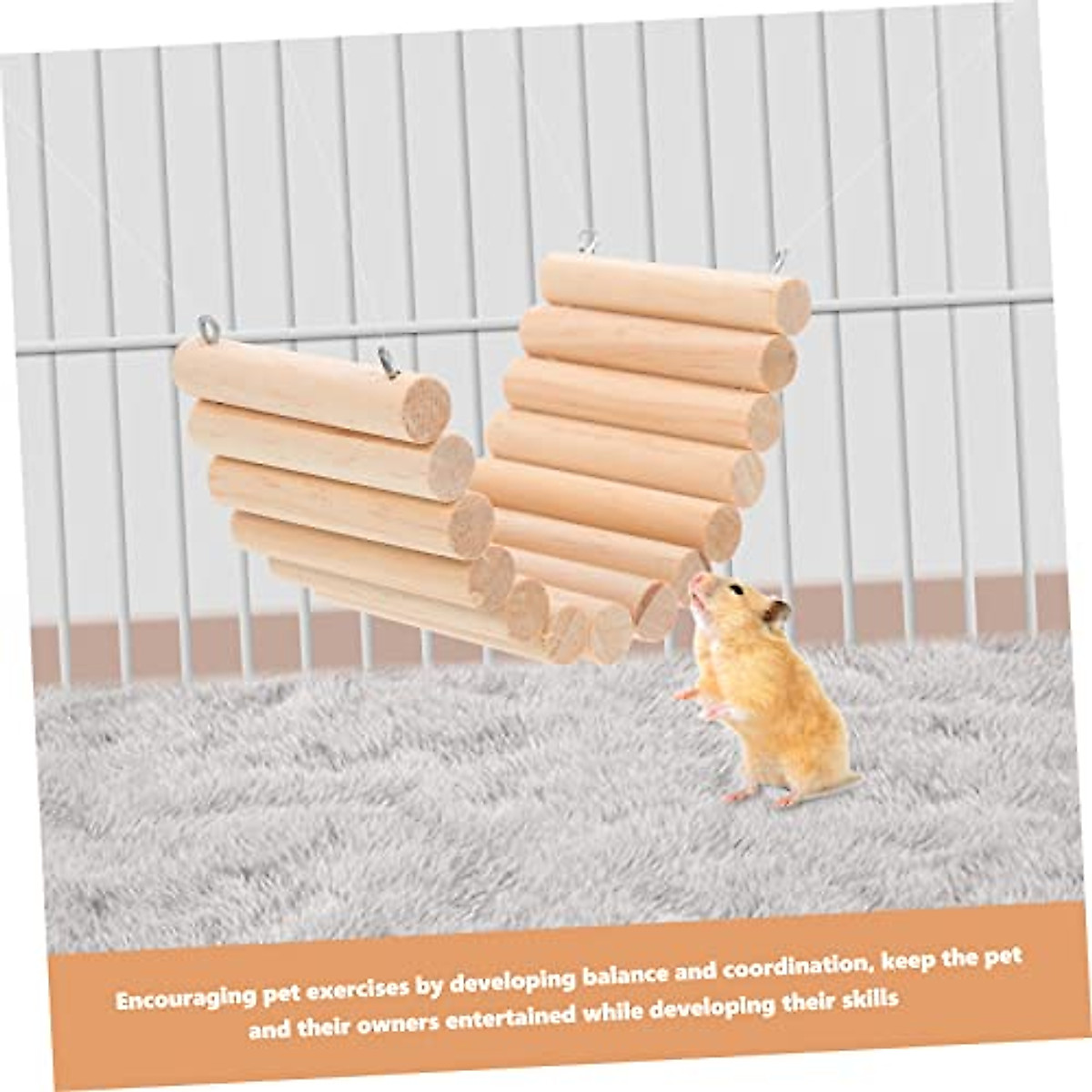 Ipetboom Toy for Mice Chews Cage Hanging Climbing Long Chinchilla Pig Ladder Suspension Multi-Function Pet Small Bridge Rat Sugar Parrot Animals Plaything Exercising Hamster Wooden Glider