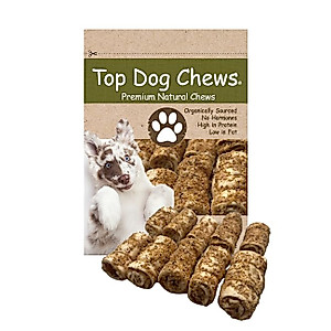 Top Dog Chews – 3” Mini Cheek Rolls with Bully Dust Sprinkles, 10 Pack, Long Lasting Dog Bones for Aggressive Chewers, Rawhide Free Dog Treats