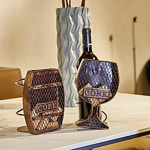 Yawill Wine Bottle Holder Wine Glass Statue Decorative Cork Holder Tabletop Wine Accessory for Home Kitchen (Wine Glass)