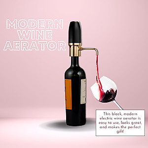 Sip & Shimmer Electric Wine Aerator, Modern Wine Aerator, Electric Wine Dispenser, Black & Gold Wine Pourer, Wine Pump, Automatic Wine Pourer, Re-chargeable, Wine Gifts, Gift for Mom Wife