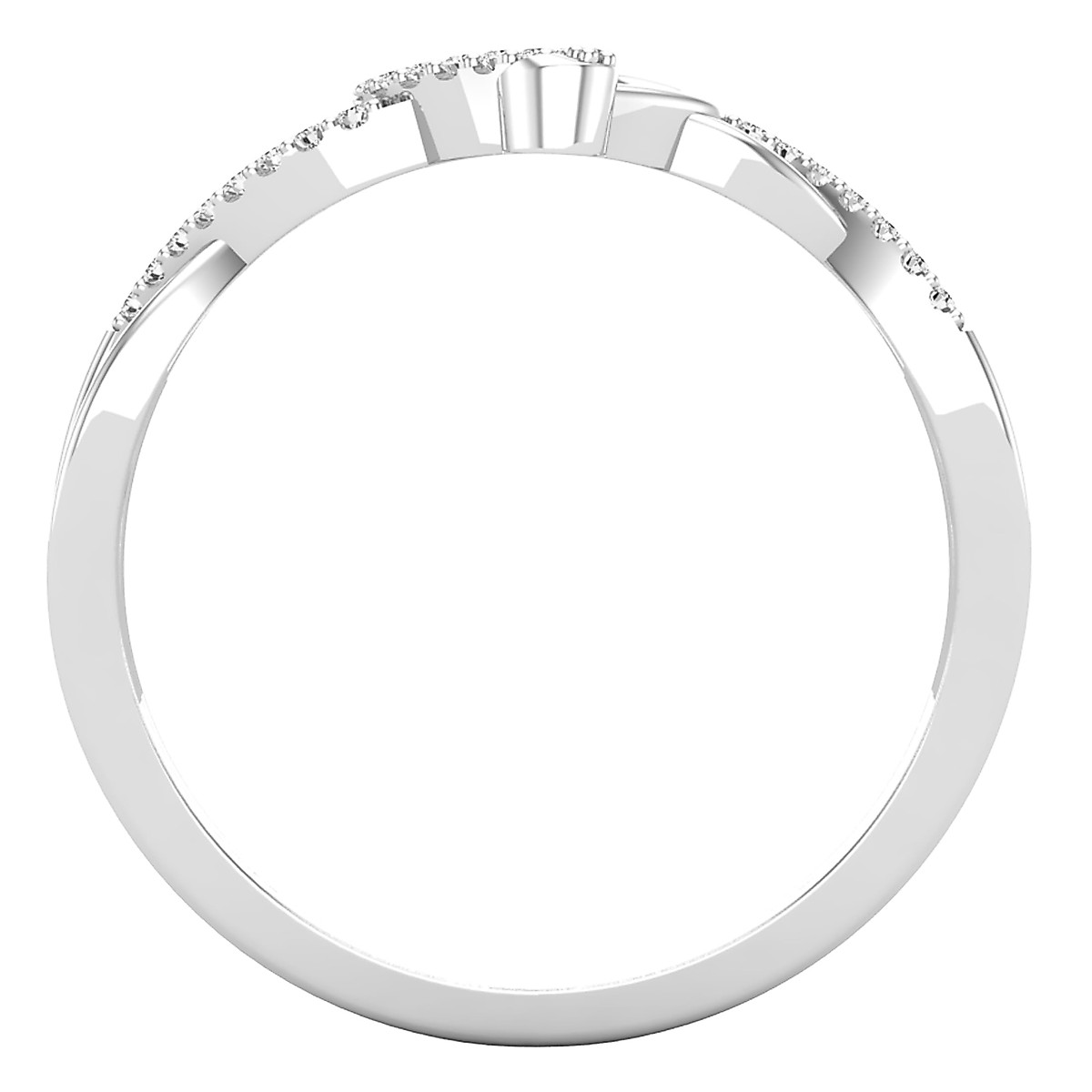 Dazzlingrock Collection 0.10 Carat (ctw) Round White Diamond Women Crossover Heart Engagement Promise Ring 1/10 CT, 10K White Gold, Size 7