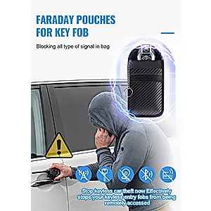 lanpard Faraday Bag for Key Fob(2 Pack), Faraday Cage Protector, Car RFID Signal Blocking Key Fob Protector, Double-Layers of Shielding Carbon Fiber Material Anti-Theft Faraday Pouch