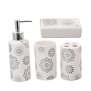 COHEALI 4 Pcs Toiletry Set Ceramic Soap Dish Bathroom Washing Accessory Ceramic Sanitary Ware Toothbrush Holder White Ceramic Hand Wash Dispenser Soap Dispenser Tumbler Pottery Ceramics