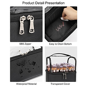 Makeup Brush Case Makeup Brush Organizer Bag Travel Stand-up Makeup Cup Professional Cosmetic Bags Artist Storage Bag with Adjustable Dividers Flip-Top Makeup Brush Holder (Black)