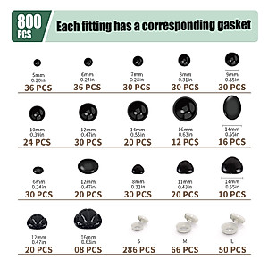800PCS Safety Eyes and Noses for Amigurumi, 2 Boxes Crochet Eyes with Size Chart, Black Plastic Craft Doll Eyes with Washers for Crochet Stuffed Animals, Crochet Toy and Teddy Bear, Assorted Sizes