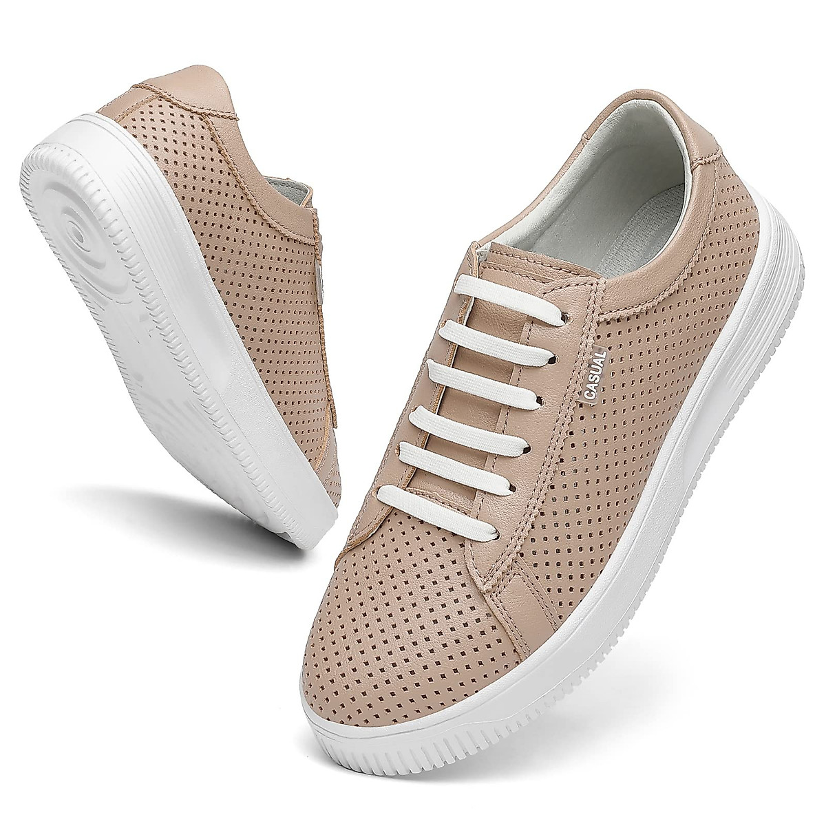 Women Lightweight Sneakers Breathable Casual Lace Up Fashion Walking Shoes Easy Clean Stylish Shoes Brown 8